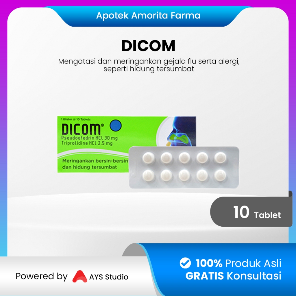 Jual Dicom Isi 10 Tablet / Pereda Hidung Tersumbat / Obat Flu Alergi ...