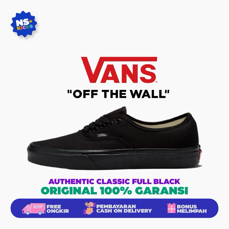Jual Vans Authentic Classic Full Black - Sepatu Kasual Pria dan Wanita ...