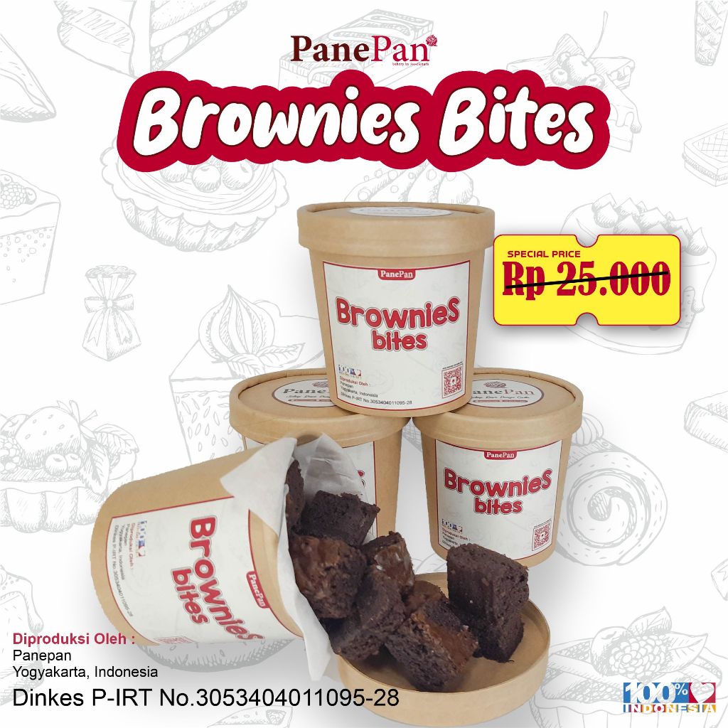Jual BROWNIES BITES Cup By Panepan /FUDGY BROWNIES PREMIUM 12oz ...