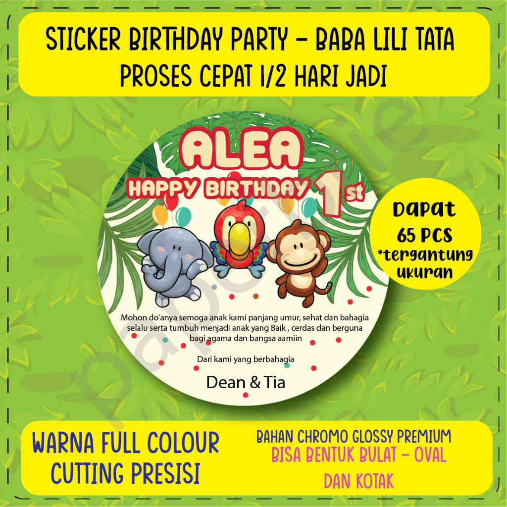 Jual Stiker Label Baba Lili Tata – Sticker Ulang Tahun Anak, Hampers ...