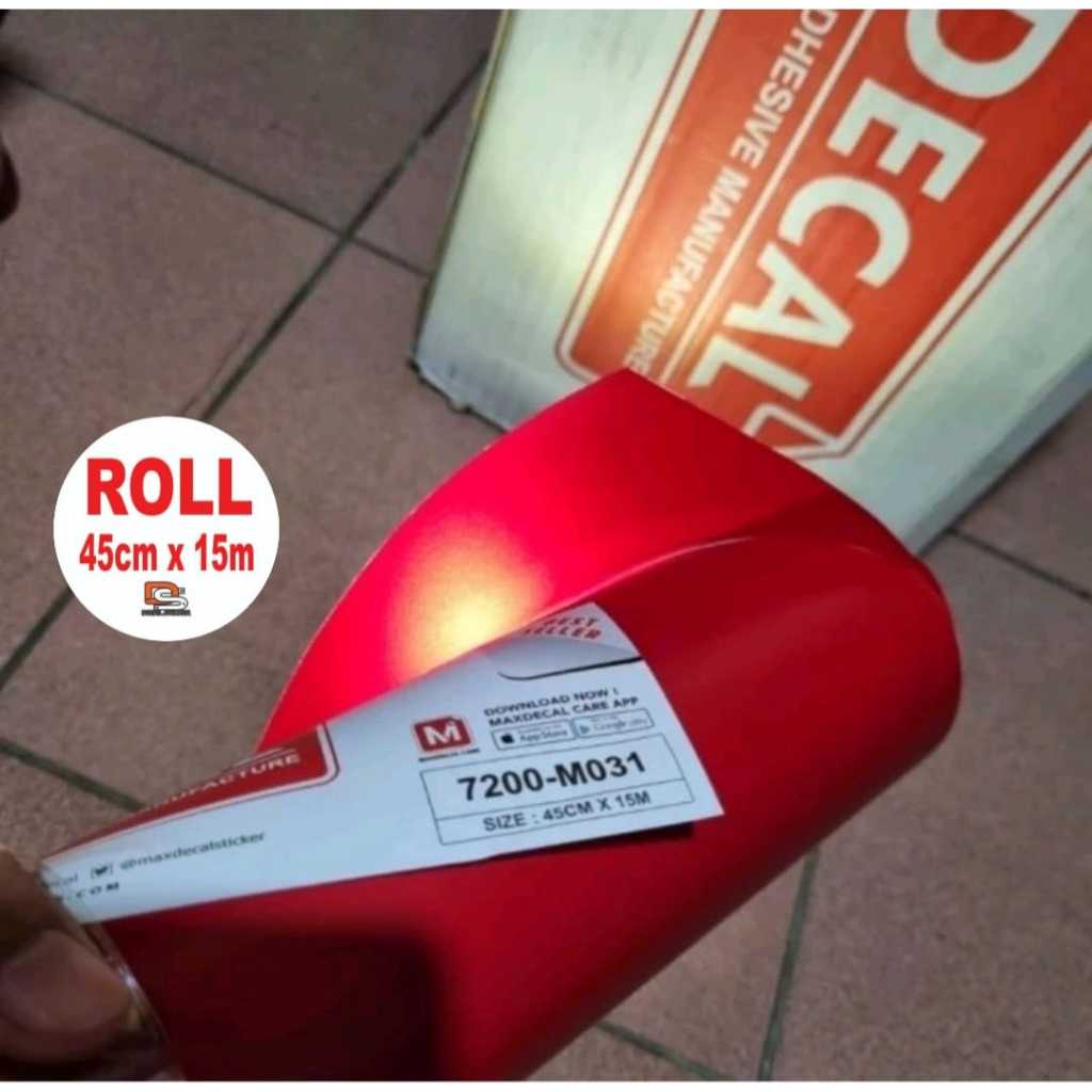 Jual ROLL Sticker Maxdecal 7200 M031 Transparent Matt Red Merah Transparan Doff 45cm x 15m ROLL ...
