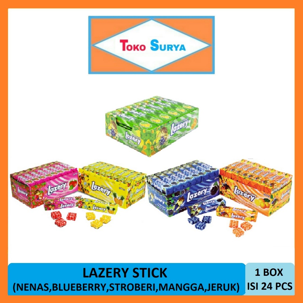 Jual Permen Lazery Stick Kembang Gula Rasa Stroberi/Nenas/Jeruk/Mangga ...