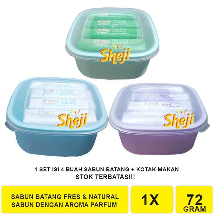 Jual SABUN BATANG FRES AND NATURAL 4 X 72 GRAM + GRATIS KOTAK MAKAN (ST2) | Shopee Indonesia