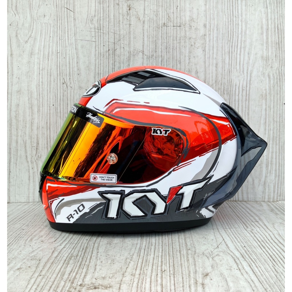 Jual HELM FULLFACE KYT R10 #6 BLACK/GREY SPOILER 3D || R10 #6 WHITE/RED ...