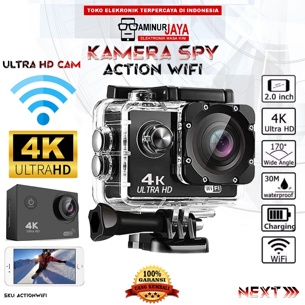 Jual Mini Action Camera Kogan Wifi Ultra Full HD DV 1080P 4K Free Case ...