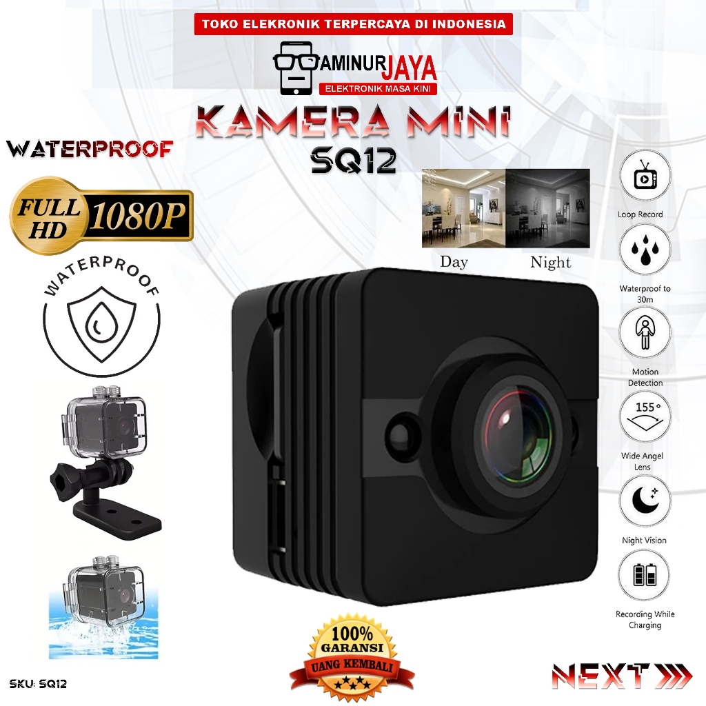 Jual SQ12 Mini Camera HD 1080P Mini Kamera Wide Angle Waterproof Camera ...