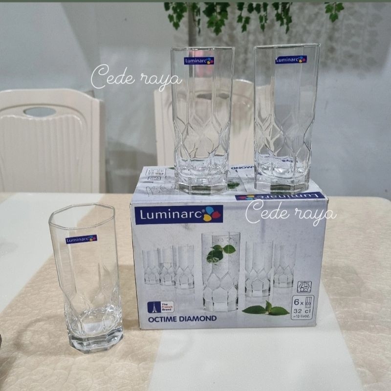 Jual gelas jus kaca luminarc octime diamond 32 cl 1kotak isi 6 bh ...