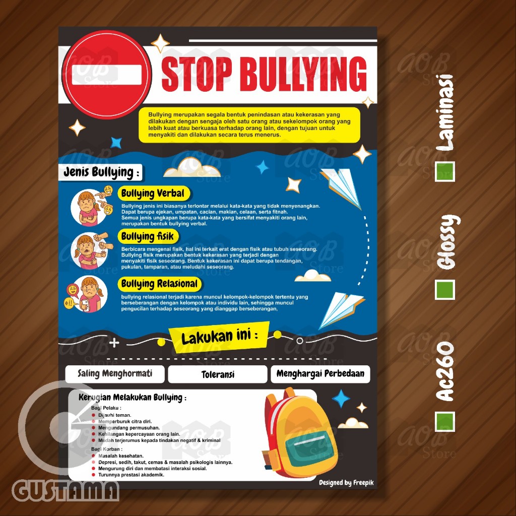 Jual Poster Stop Bullying, Poster Edukasi Pendidikan Wipe and Clean A3+ | Shopee Indonesia