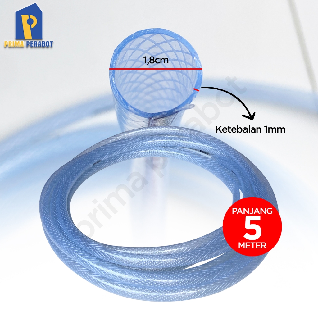 Jual [5 Meter] Selang Air Benang Serat Tebal Warna Bening 5/8 BAHARI | Shopee Indonesia