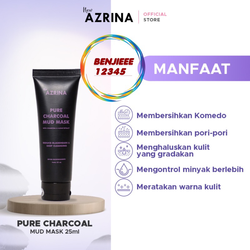 Jual Azrina Pure Charcoal Mud Mask Mini 25ml mini size travel AZRINA ...