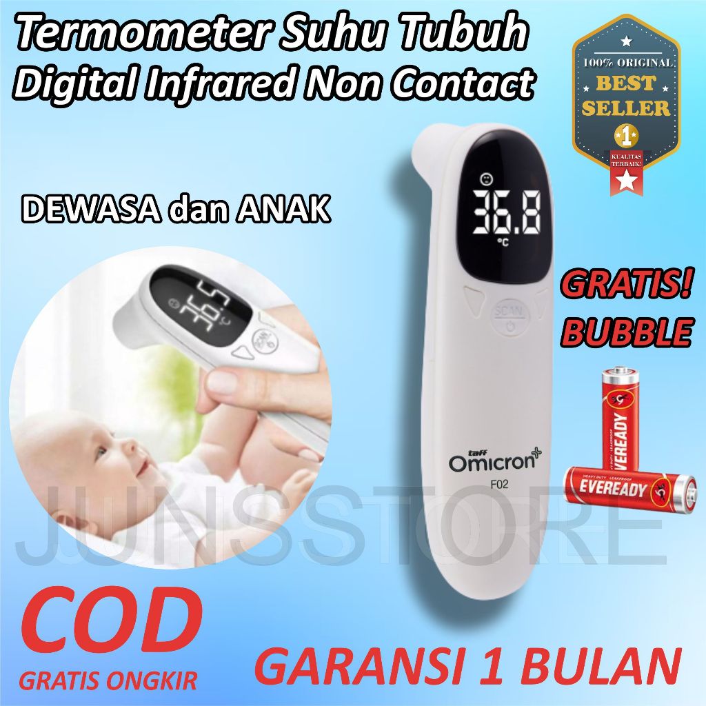 Jual Termometer Taff Omicron F02 Suhu Tubuh Digital Elfos Infrared Non Contact / Thermometer ...