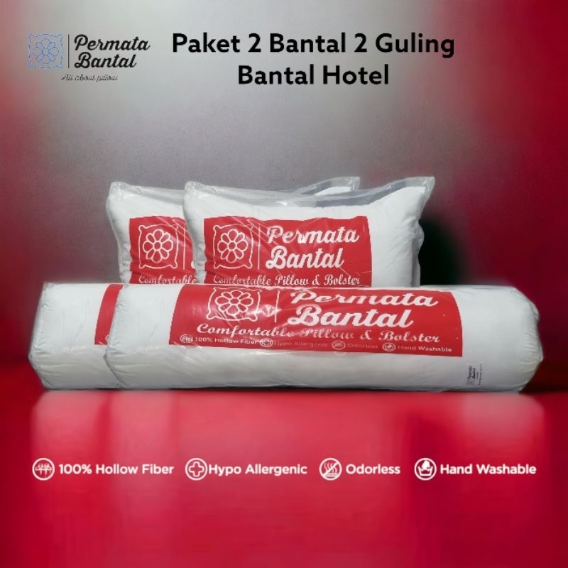 Jual Paket Bantal Hotel 2 Bantal 2 Guling isi silikon 700Gram Padat dan Nyaman | Shopee Indonesia