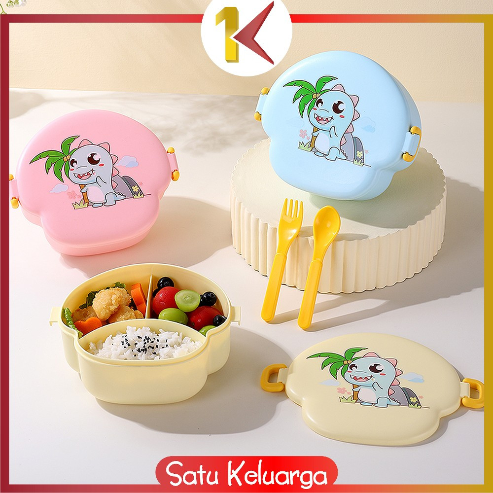 Jual SK-C989 Lunch Box Set Tempat Makan 3 Sekat Anak Motif Dino 800ML BPA FREE / Kotak Bekal ...
