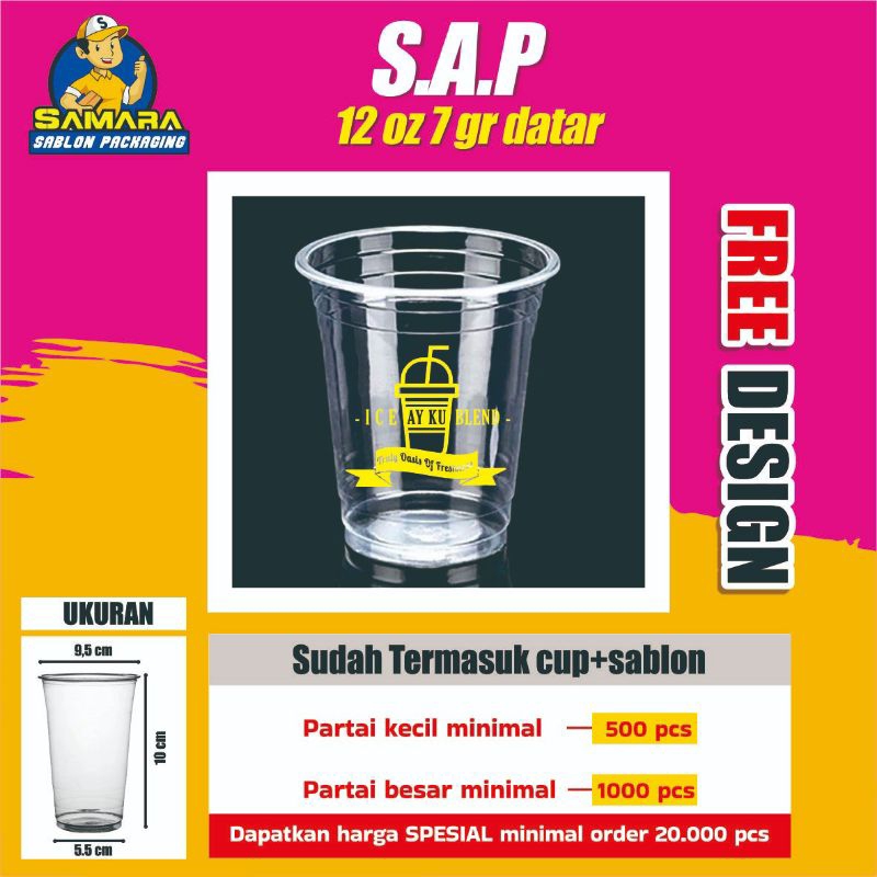 Jual Cup Sablon 12oz dan 16oz Datar Merk SAP | Shopee Indonesia