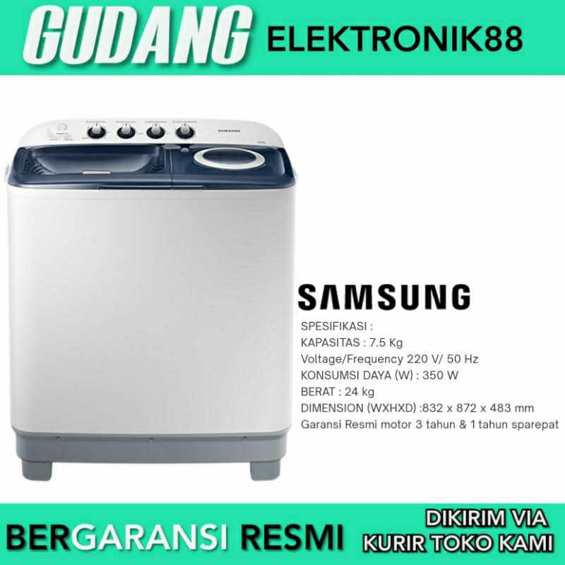 Jual Mesin cuci samsung 2 Tabung 7,5 Kg WT75H3210MB Twin Tub 7,5Kg | Shopee Indonesia