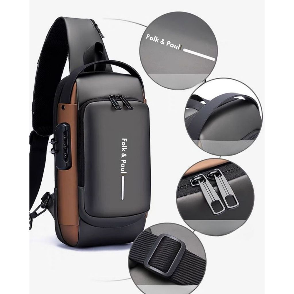 Jual Tas Selempang Pria 8839 Shoulder Bag USB Port Anti Maling WAIST ...