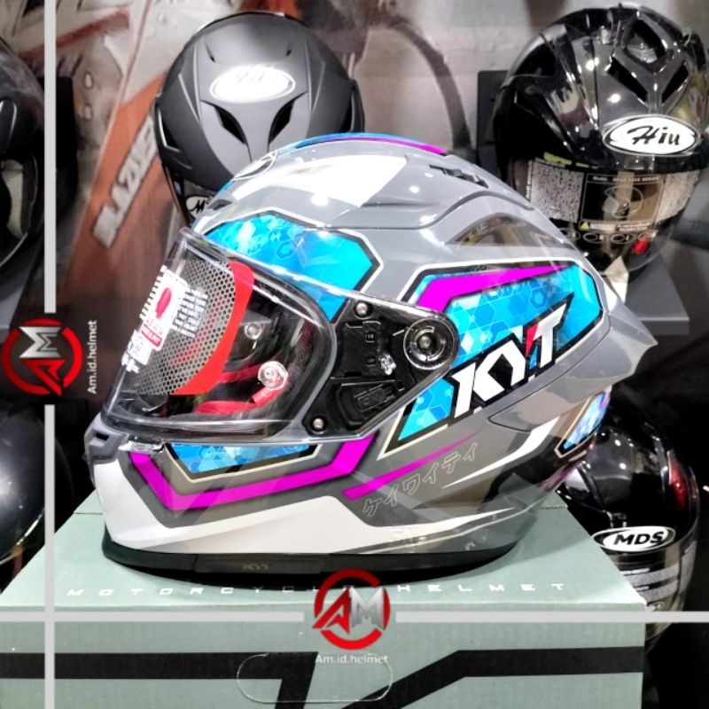 Jual HELM KYT STRIKER #1 GORILA GREY BLUE FULL FACE KYT HELM STRIKER 1 ...
