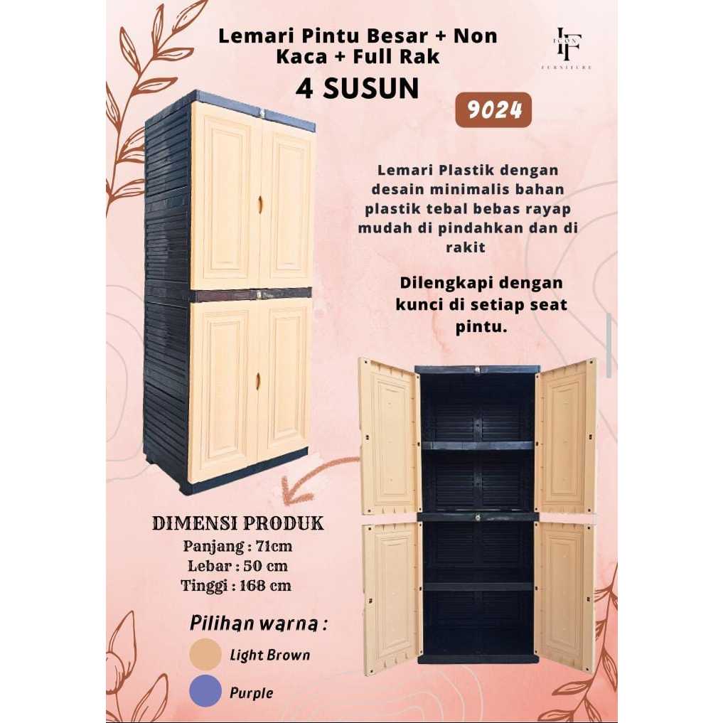Jual 9024 || Lemari 4 Susun Polos Full Rak Tanpa Kaca Pintu Panjang ...