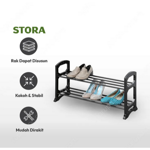 Jual Stora Rak Sepatu Stackable 2 Tingkat - Hitam RAK SEPATU INFORMA ...