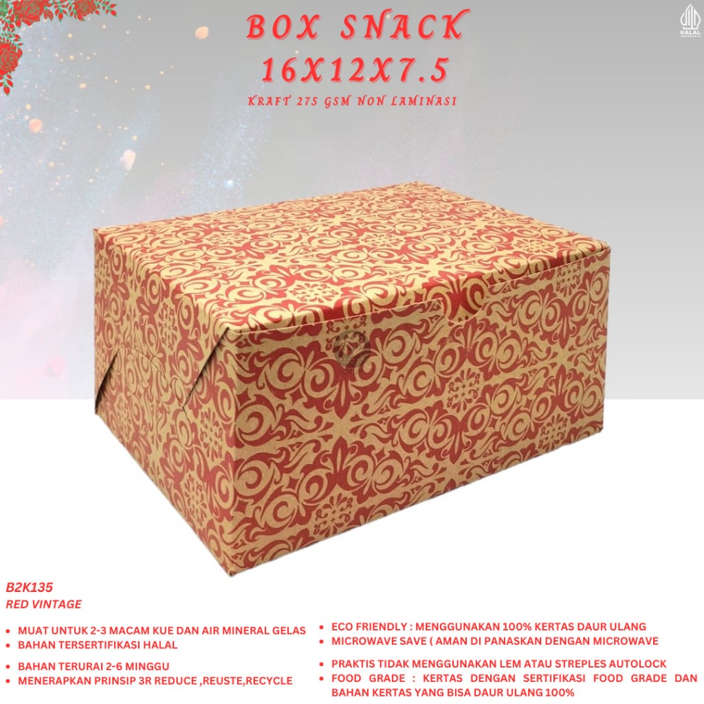 Jual Box Snack 12x16 Dus Kue 16x12 Snack Box 16x12 (B2K135-Non Laminasi ...