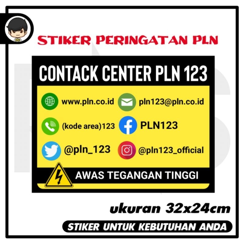 Jual stiker PLN awas tegangan tinggi sticker info PLN 32x24cm | Shopee ...