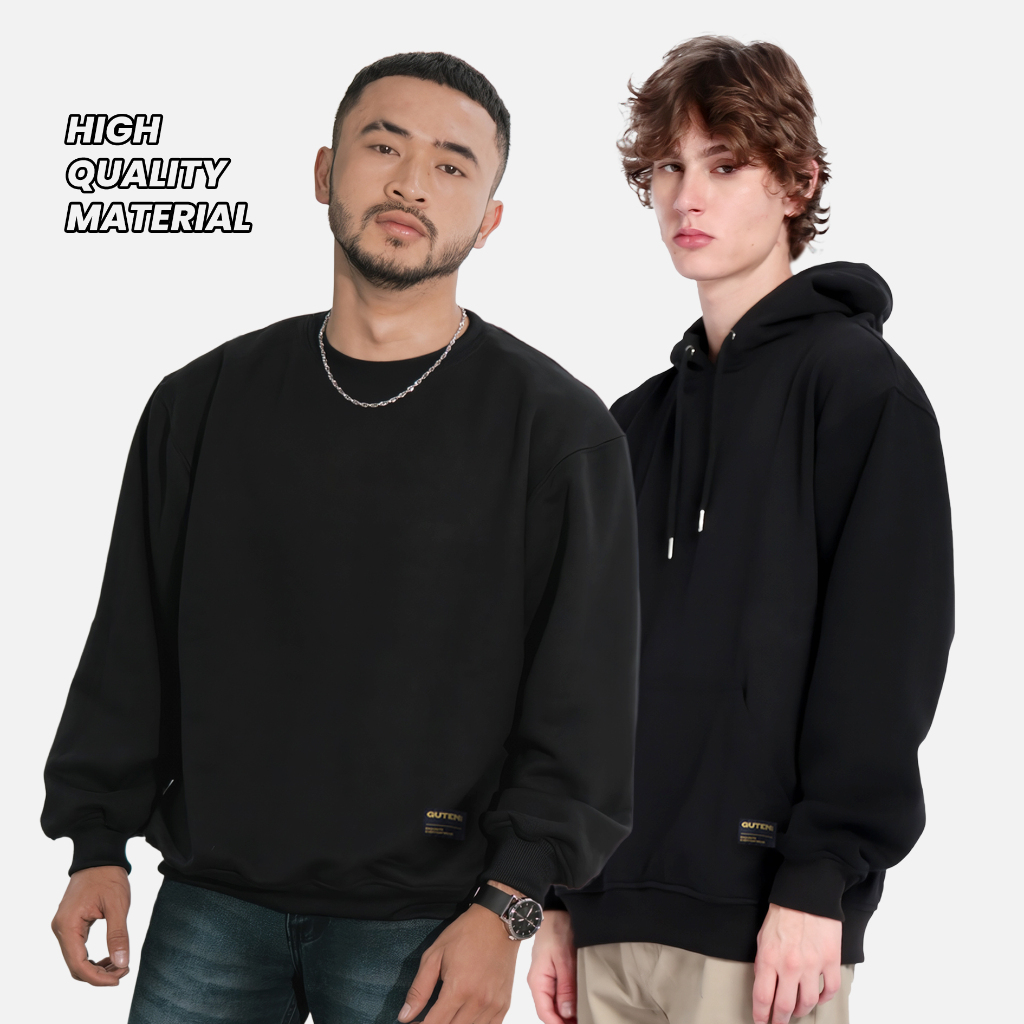 Jual Guten Inc - Sweater Polos Hitam Pria Black Holic ( Hoodie ...