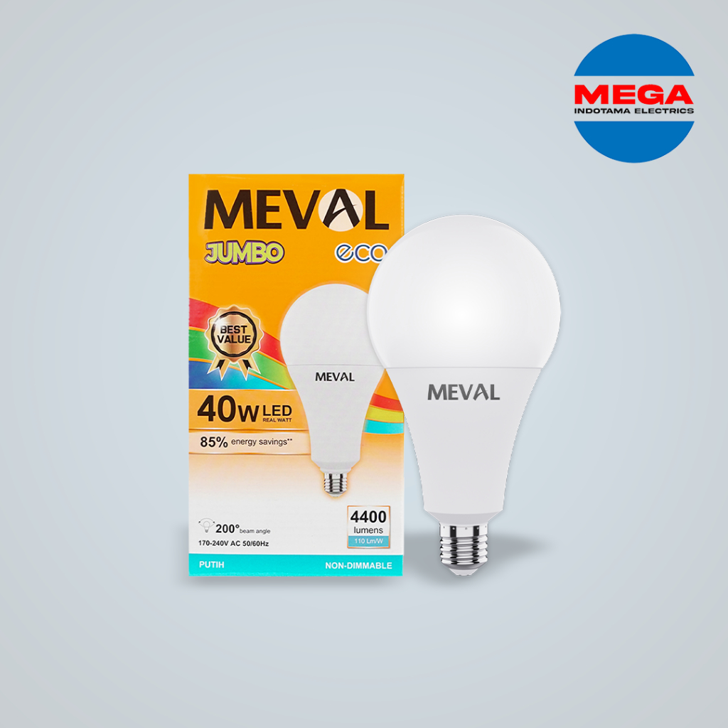 Jual MEVAL Lampu LED Eco Jumbo Bulb 40 Watt - Putih | Shopee Indonesia