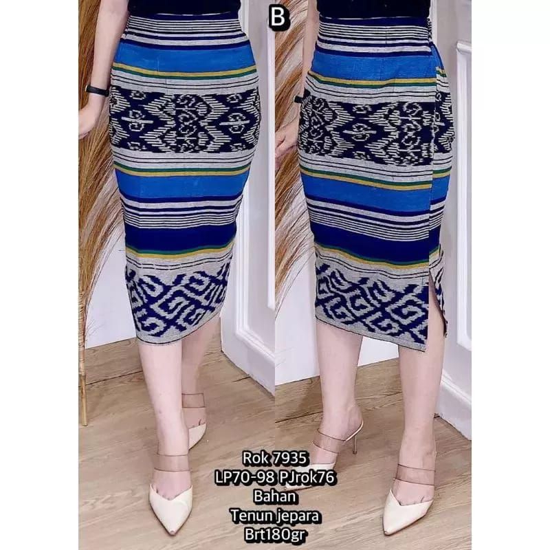 Jual ROK SPAN MOTIF ETNIK, ROK KERJA WANITA CANTIK, ROK MOTIF TENUN ...