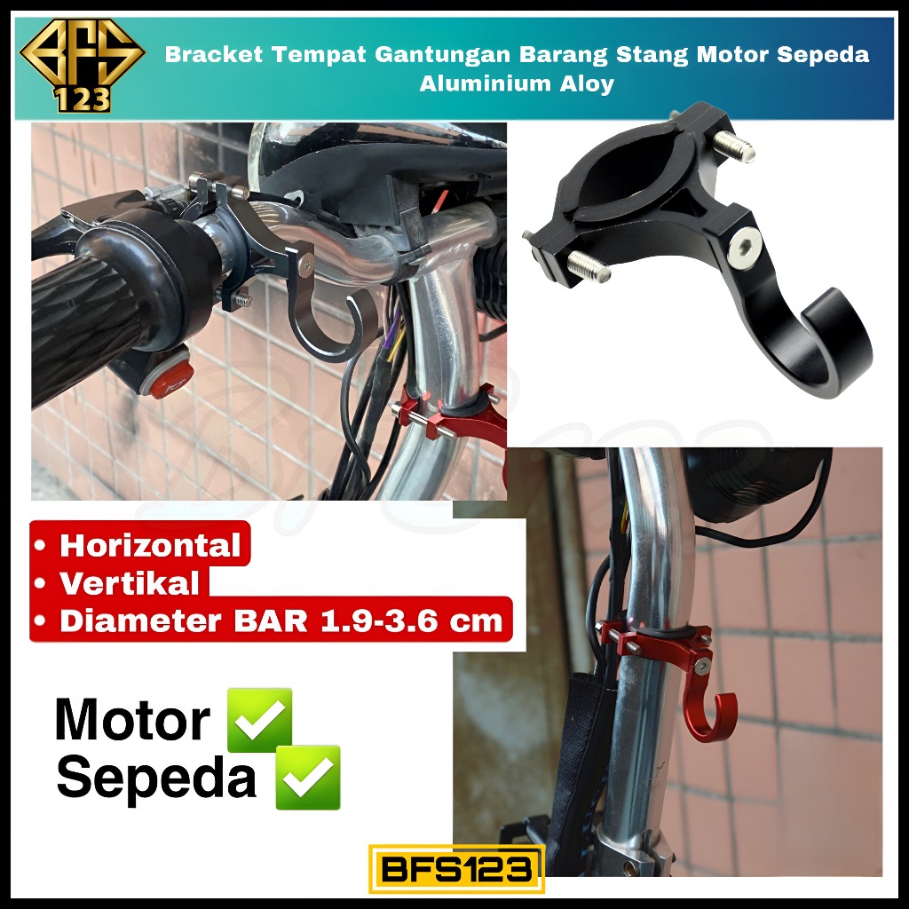 Jual Bracket Tempat Gantungan Barang Stang Motor Sepeda Aluminium Aloy ...