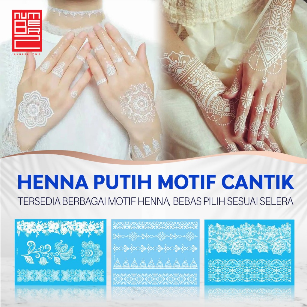 Jual Tattoo henna warna putih white tempel instan semi permanen waterproof temporary tahan lama ...