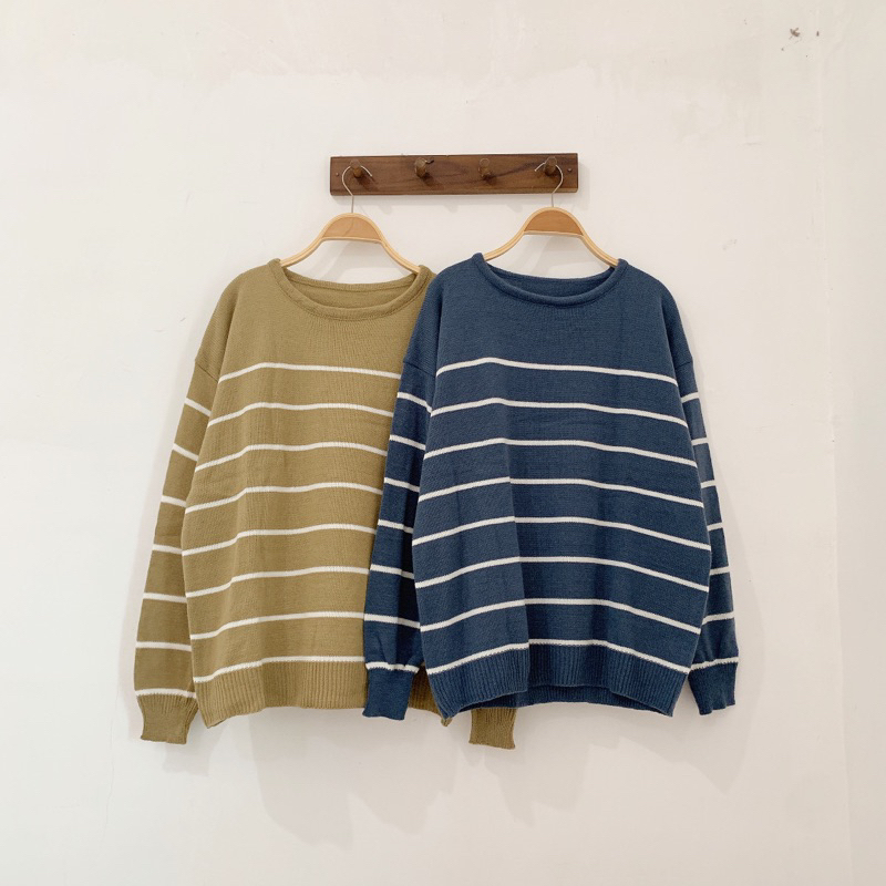 Jual BIG STRIPE OVERSIZED SWEATER KNIT RAJUT OVERSIZE CARDIGAN JAKET ...