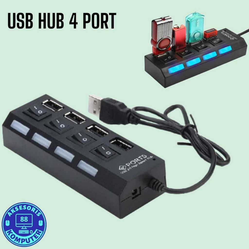 Jual USB HUB 4 PORT Output Saklar Switch On Off LED 2.0 Flashdisk Extender | Shopee Indonesia