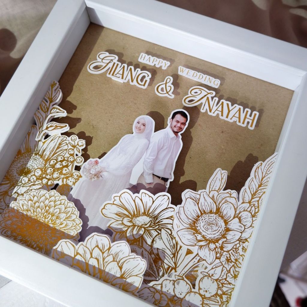 Jual HADIAH ANNIVERSARI HARI PERNIKAHAN MURAH BUNGA EMAS POPUP FRAME 3D ...