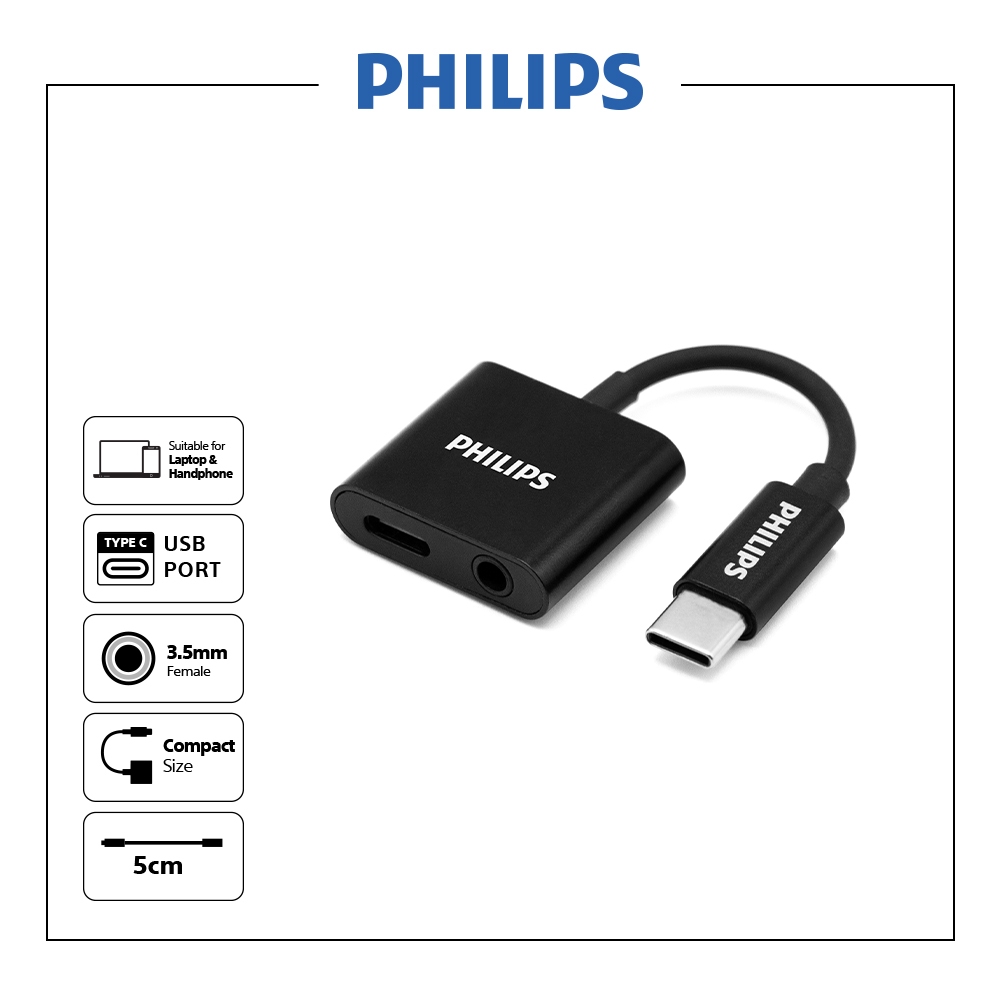 Jual Philips SWA3021 Audio and Charger Adapter Type C to USB C and 3 ...