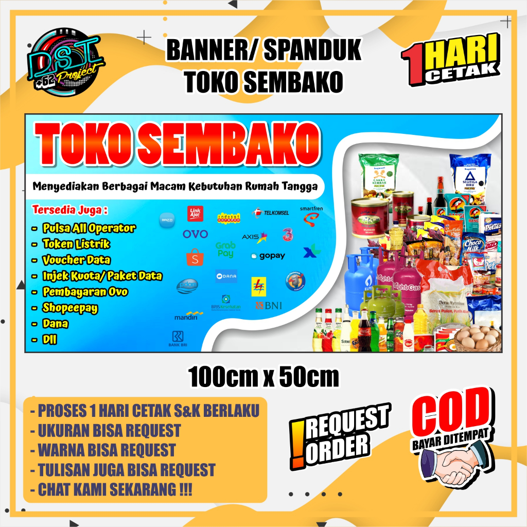 Jual BANNER / SPANDUK TOKO SEMBAKO MODEL A 100 x 50 | Shopee Indonesia