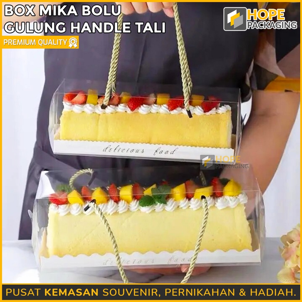 Jual Box Mika Bolu Gulung Roll Cake + Tali / Kotak Roll Cake Tart / Box ...