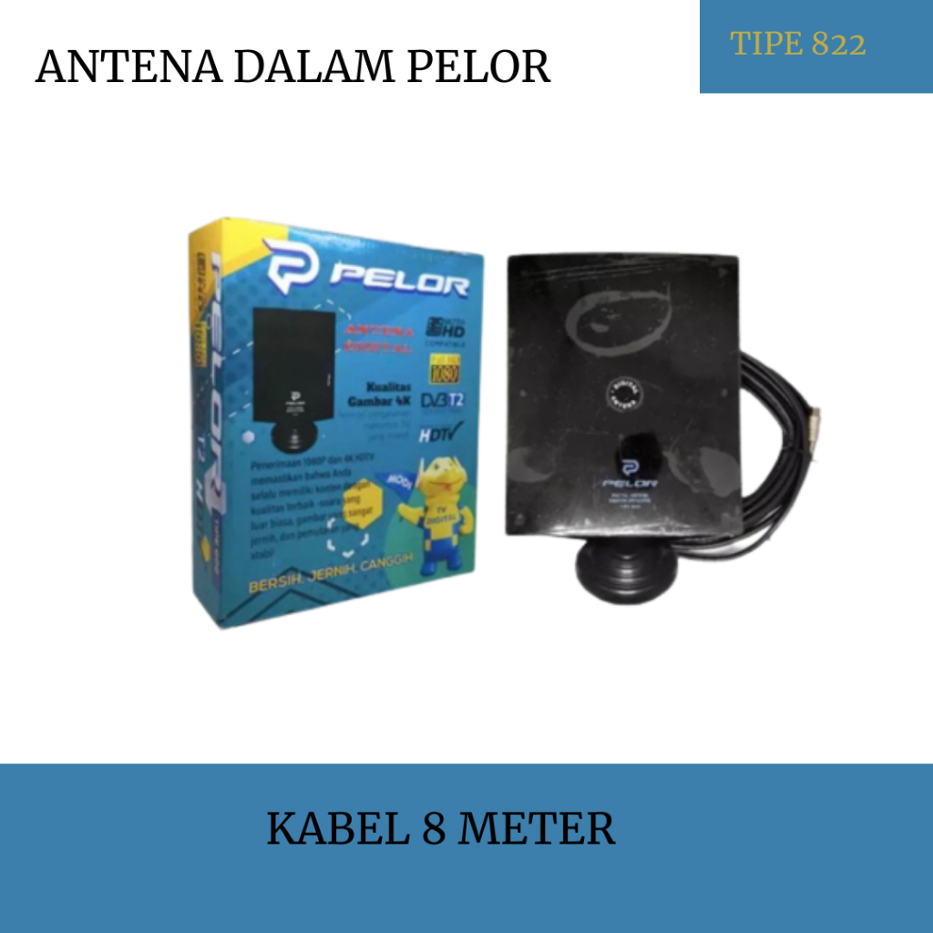 Jual ANTENA TV PELOR DIGITAL HD INDOOR/OUTDOOR KABEL 8 METER TIPE 822 ...