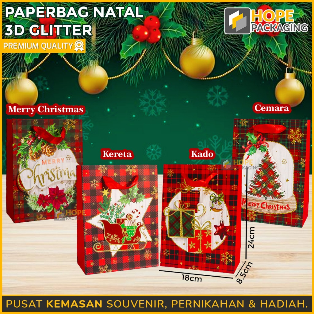 Jual Paper Bag Glitter Natal / Paper Bag Christmas / Tas Hampers ...