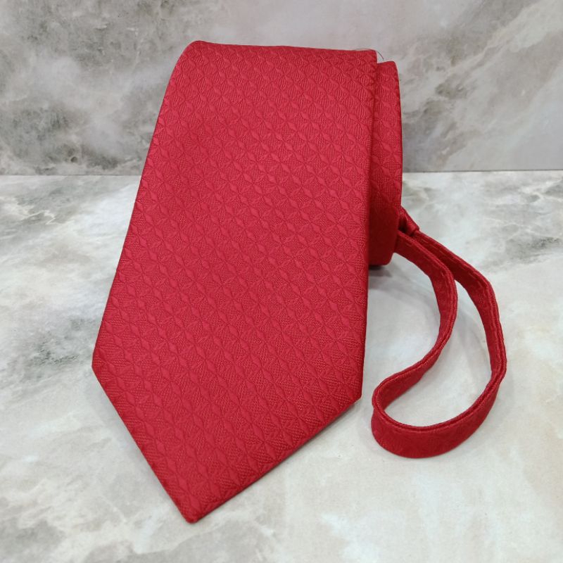 Jual dasi pria merah maroon polos dasi zipper merah resleting instan ...