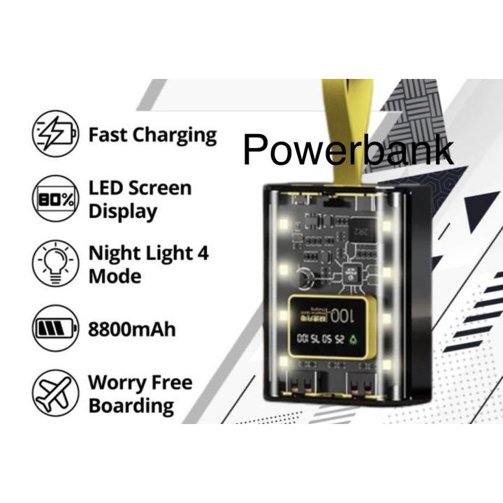 Jual TRANSPARAN SEE THRU POWERBANK 8800mAh FAST CHARGING DUAL OUTPUT ...