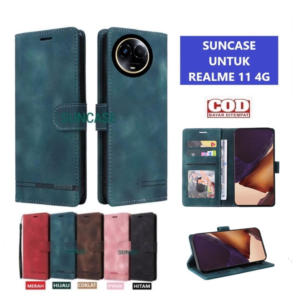 Jual Casing REALME 11 4G model flip buka tutup case kulit ada tempat ...