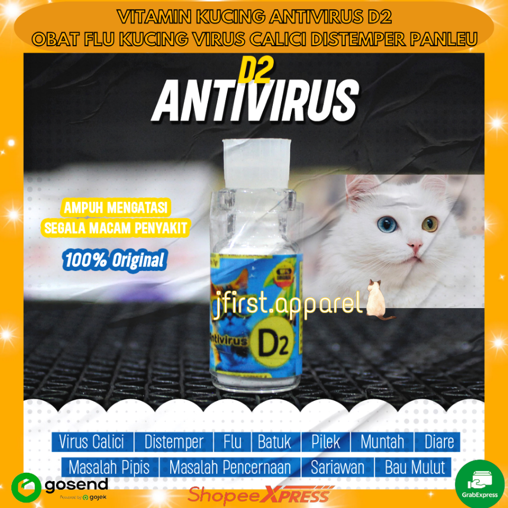 Jual VITAMIN KUCING ANTIVIRUS D2 | OBAT FLU KUCING VIRUS CALICI ...
