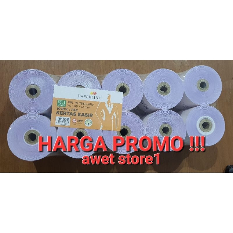 Jual Kertas Struk Kasir Paperline 75 x 65 12mm 1 Ply (1 Pak 10 roll ...