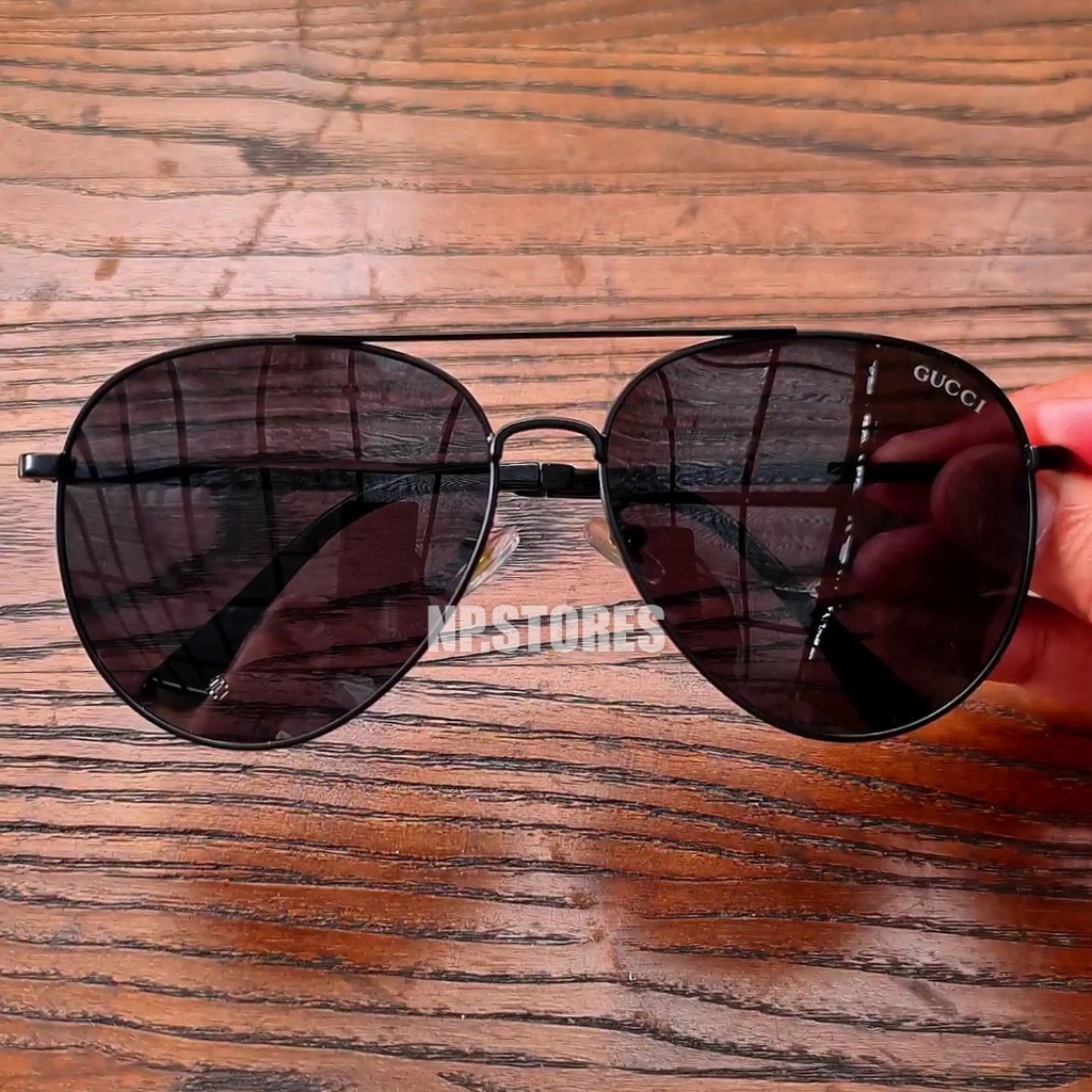 Jual Kacamata Hitam Pria Wanita Model Aviator Bahan Metal Full Black ...
