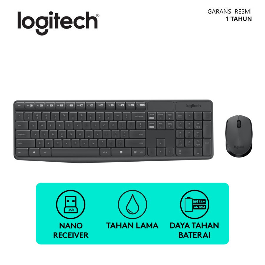 Jual Logitech MK235 Wireless Nano Receiver Combo Keyboard Mouse MK 235 ...