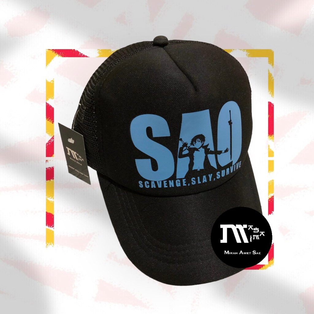 Jual Topi Trucker Hat Baseball Cap Distro Anime Sword Art Online Kirito ...