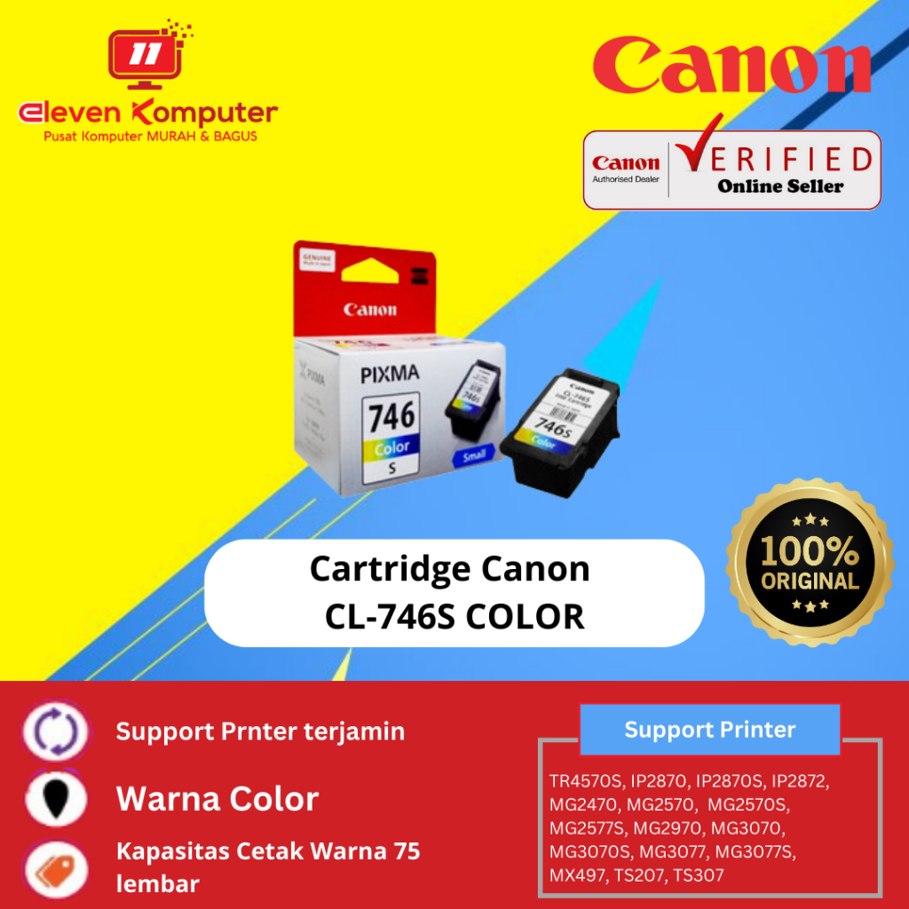 Jual Cartridge Canon 746s Printer Canon TS307 TS207 MX497 IP2870 ...