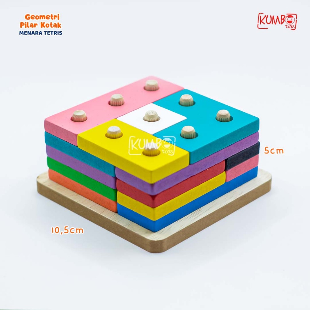 Jual Mainan Edukasi Anak Puzzle Kayu Geometri Pilar Kotak Menara Tetris ...