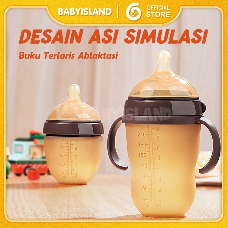 Jual Botol susu bayi Silikon Leher Lebar Newborn (WIDE NECK) Warna Coklat | Botol Bayi dengan ...