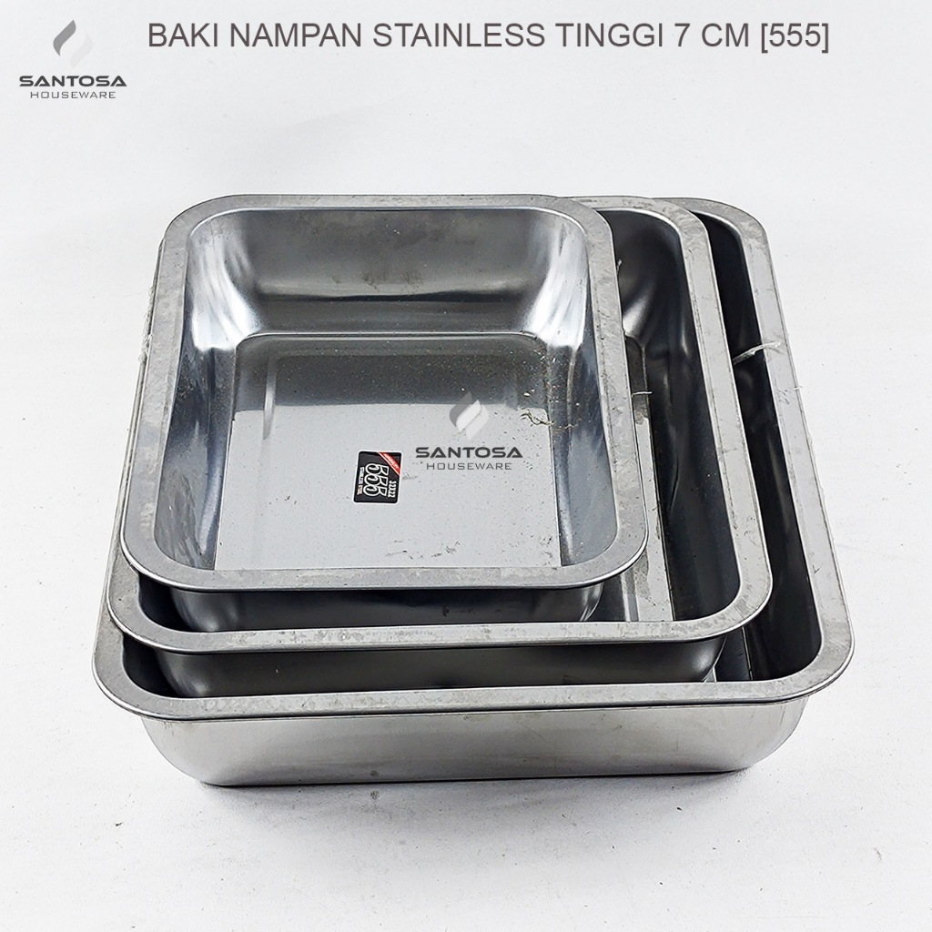 Jual Baki Nampan Stainless tinggi 7 cm [555] | Shopee Indonesia